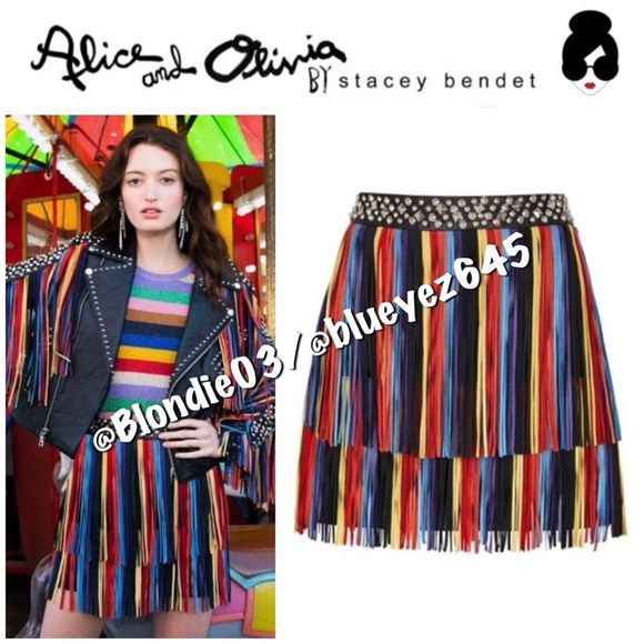 Alice + Olivia | Skirts | Alice Olivia Radley Fringe Skirt Nwt | Poshmark